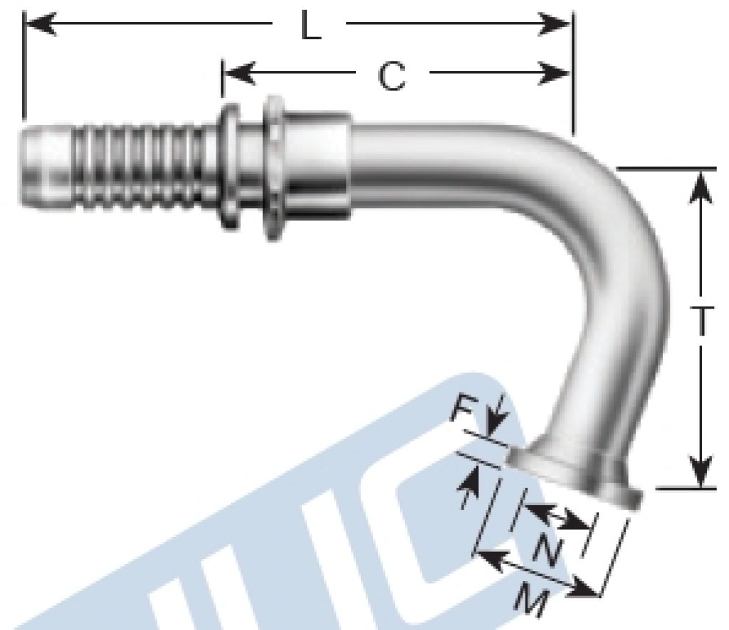 Code 61 O-Ring Flange - 110° Bent Tube - Megacrimp – MJ Hydraulic Pty Ltd