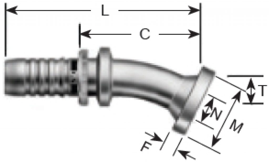 Code 61 O-Ring Flange - 30° Bent Tube - Megacrimp – MJ Hydraulic Pty Ltd