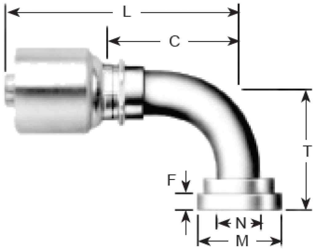 Code 61 O-Ring Flange - 90° Bent Tube - Megacrimp – MJ Hydraulic Pty Ltd