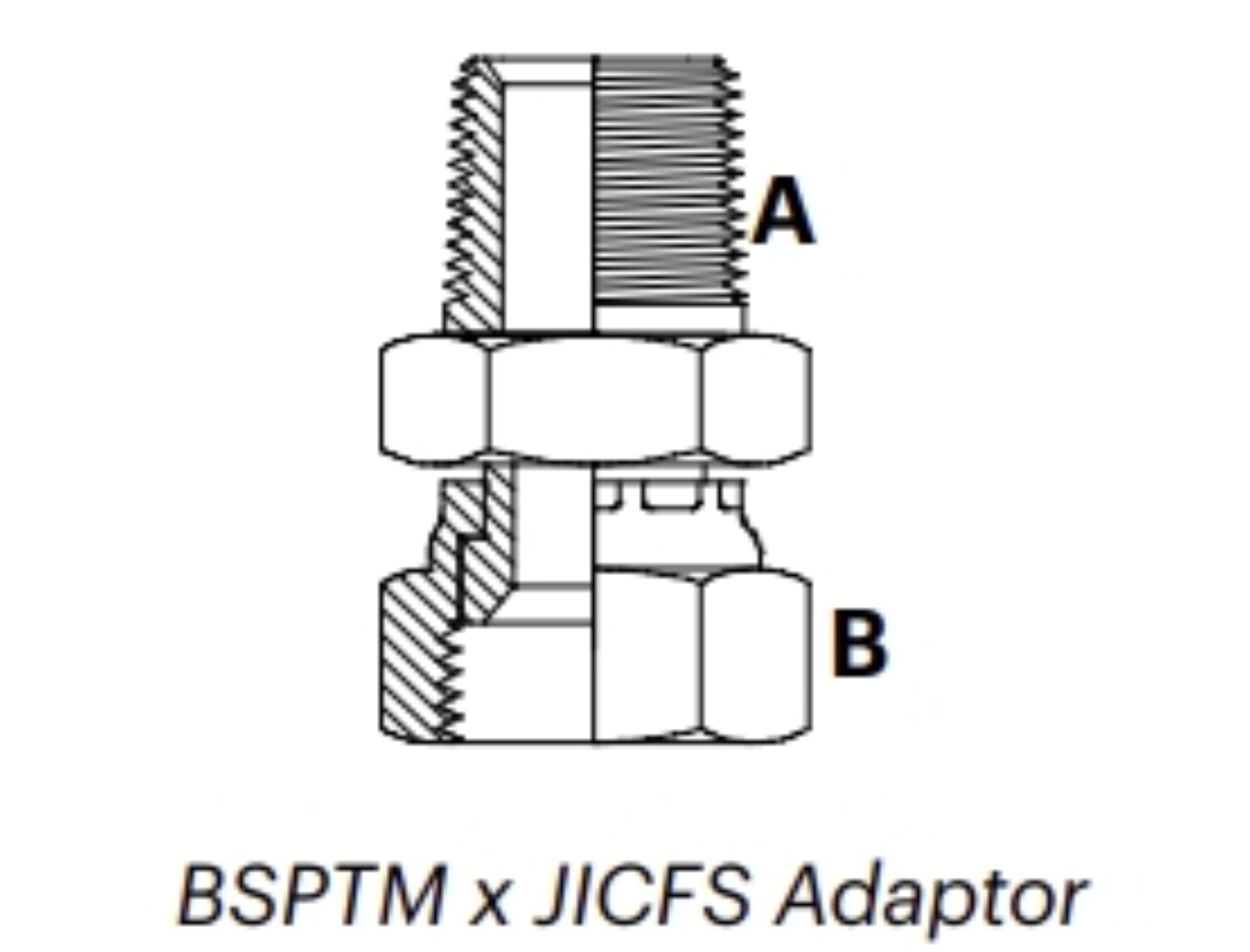 BJ1MFS - BSPTM X JICF Adaptor – MJ Hydraulic Pty Ltd