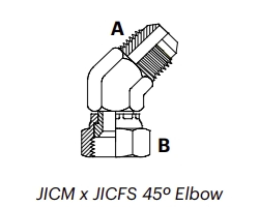 J4MFS - JICM X JICF 45⁰ Elbow – MJ Hydraulic Pty Ltd
