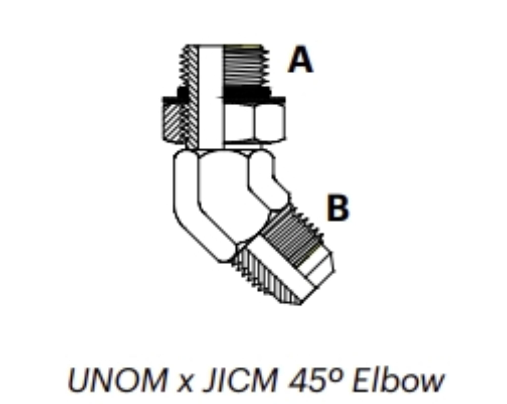 JU4M - UNOM X JICM 45⁰ Elbow – MJ Hydraulic Pty Ltd