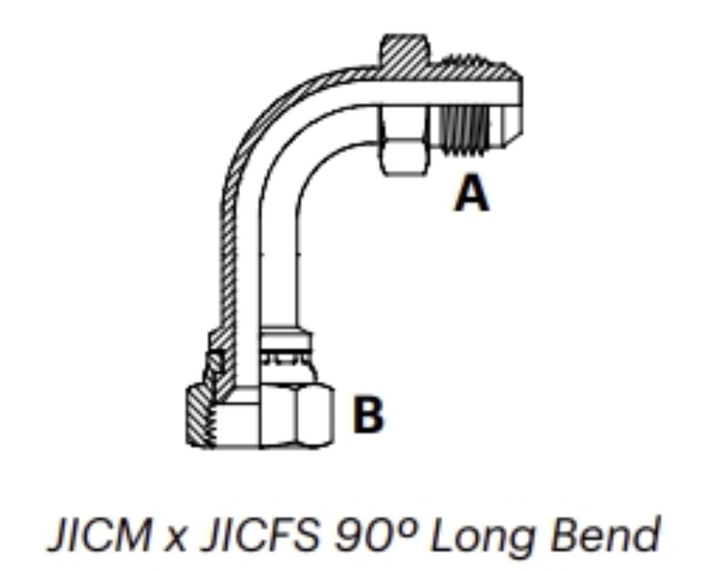 JLT9MFS - JICM x JICFS 90º Long Bend – MJ Hydraulic Pty Ltd